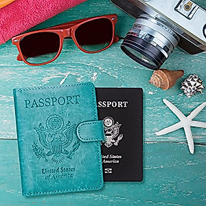 WALNEW Passport Holder Cover Case RFID Passport Travel Wallet, Blue