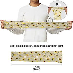 GuoChe Arm Sleeves for Women Gardening Sleeves Sun UV Cooling Sleeve with Thumb Hole Bee Sunflower Flower