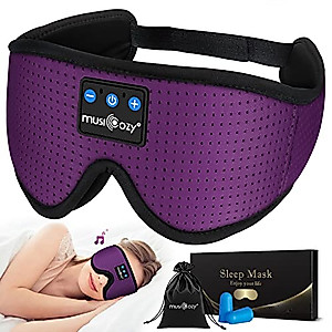 MUSICOZY Sleep Headphones Bluetooth 5.2 Headband Breathable 3D Sleeping Headphones, Wireless Eye Mask Sleep Earbuds for Side Sleepers Women Office Air Travel Cool Tech Gadgets Unique Gifts, Pack of 2