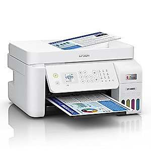 Epson EcoTank ET-4800 Wireless All-in-One Supertank Color Inkjet Printer Office, White - Print Copy Scan Fax - 10.0 ppm, 5760 x 1440 dpi, 8.5" x 14", Voice Activated, 30-Sheet ADF, Ethernet, DAODYANG
