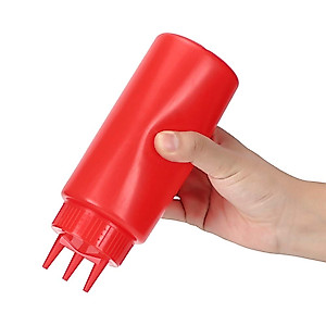 BigKing Squeeze Bottle, 3pcs 3 Hole Squeeze Condiment Bottle with Lid for Salad Dressing Sauces Ketchup