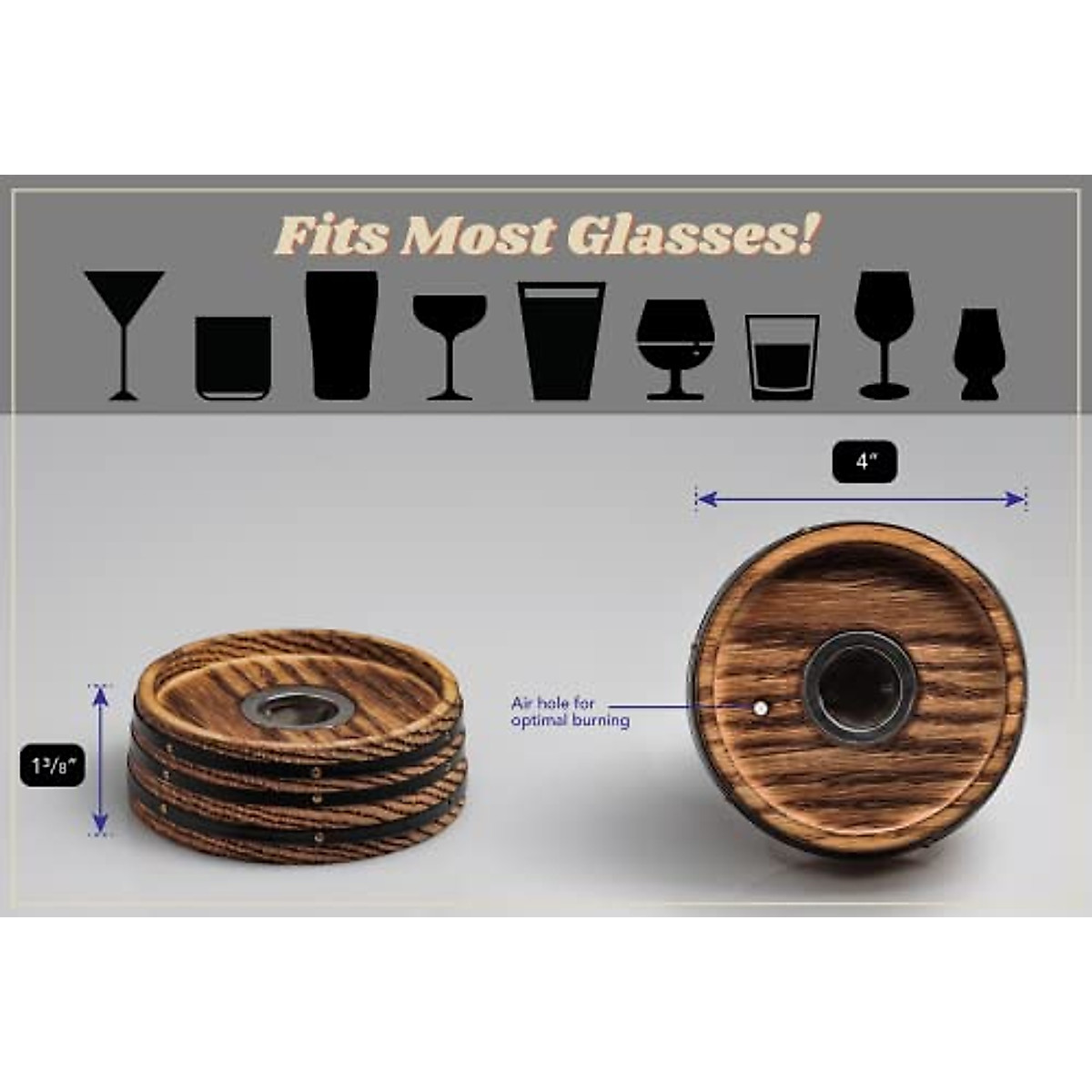 Whiskey Barrel Design Cocktail Smoker Kit with Torch and 4 Flavored Wood Chips (Oak, Hickory, Mesquite, and Cherry) - Old Fashioned Cocktail Kit/Bourbon Smoker Kit; Whiskey Smoker, Bourbon Gifts for Men (No Butane)