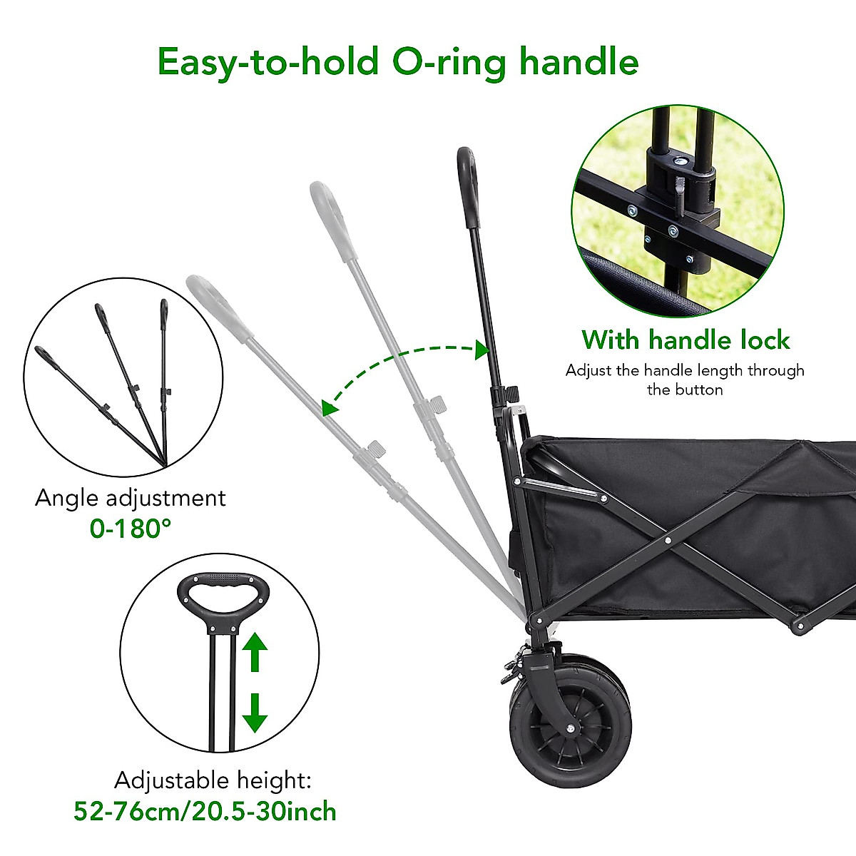 Towallmark Collapsible Folding Outdoor Camping Wagon, Park Utility Wagon Picnic Camping Cart with 8" All Terrain Wheels, Iron Folding Table top, 4 Plate mats