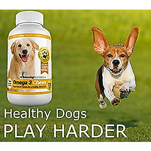 Amazing Omega 3 Fish Oil for Dogs - Itchy Skin Relief for Dog Dry Skin and Shedding - Dog Skin and Coat Supplement Omega 3 for Dogs - 120 Bacon Flavor Chews