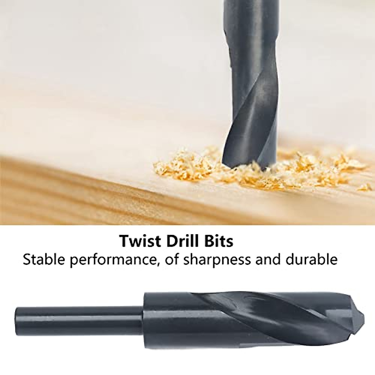 Reduced Shank Drill Bits HSS Twist High Accuracy Straight 1/2in Shank Drilling Tool 24.5mm / 0.96in Black