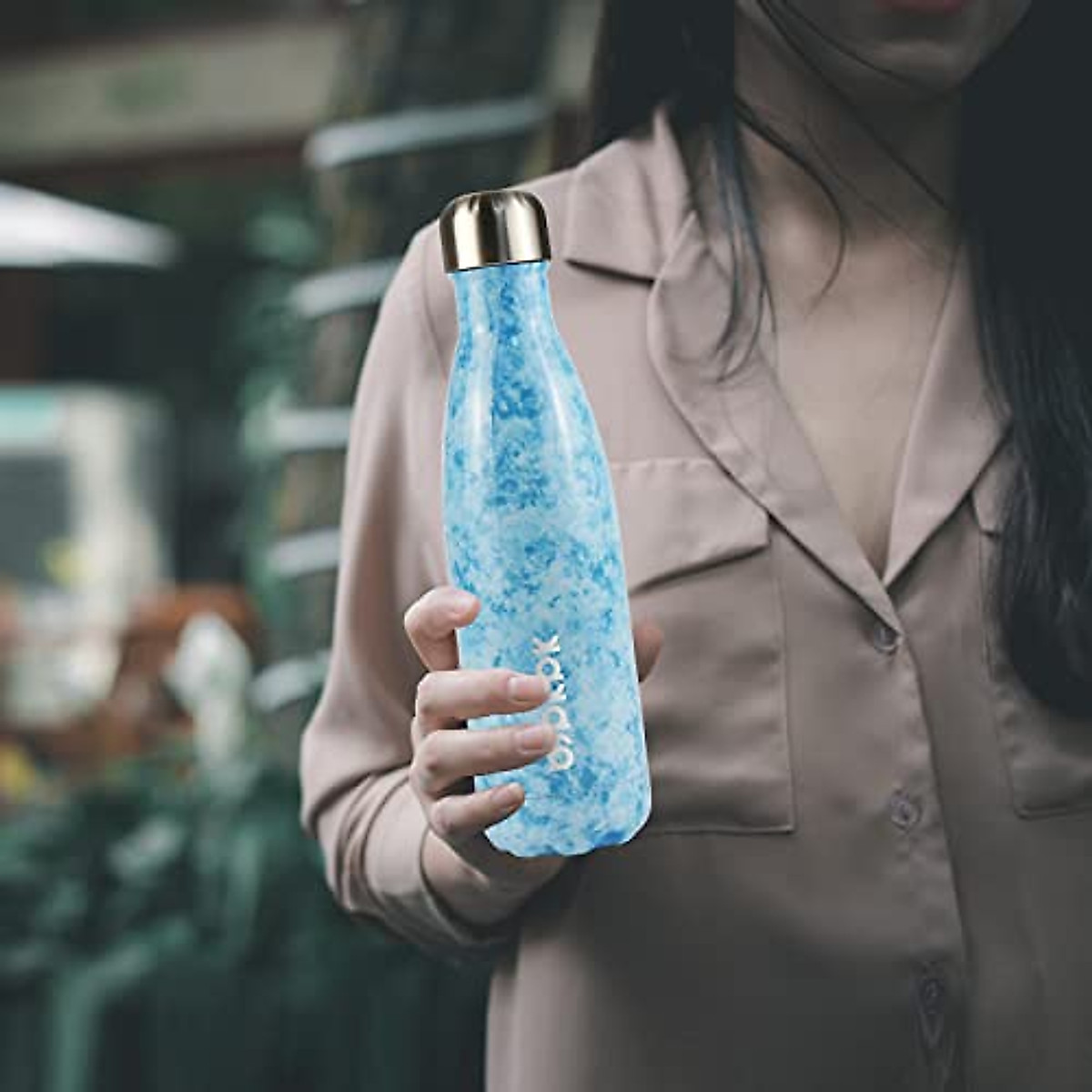 BJPKPK Insulated Water Bottles -17oz/500ml -Stainless Steel Water bottles,Sports water bottles Keep cold for 24 Hours and hot for 12 Hours,BPA Free kids water bottles for School-Marble Sakura