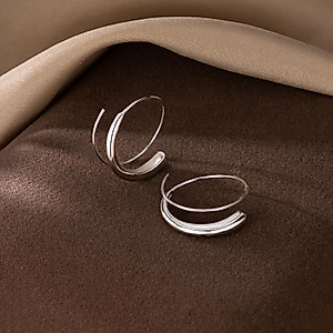 SLUYNZ 925 Sterling Silver Wire Threader Drop Earrings Hoop for Women 2.2CM Hoop Earrings Pull Through Earrings (A-Silver)