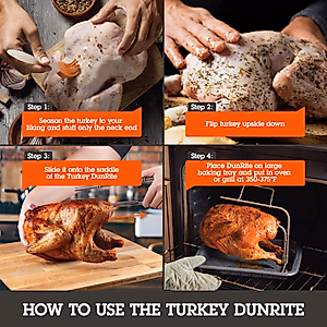 Camerons Turkey Roaster - Original Upside Down Turkey Dunrite Stainless Steel Cooker - Keeps Juices Inside Meat, Not Outside the Pan - Great for Cooking Roasts & Poultry Dinners - Barbecue Grill Gift