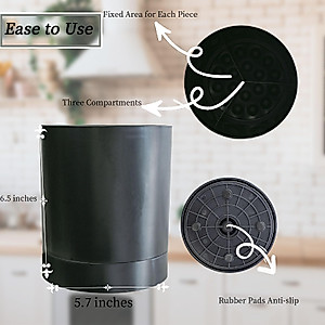 CrafArcher Large Kitchen Utensil Holder, 360° Rotating Plastic Utensil Caddy, Countertop Utensil Tools and Gadgets Organizer-Black 5.7" D x 6.5" H