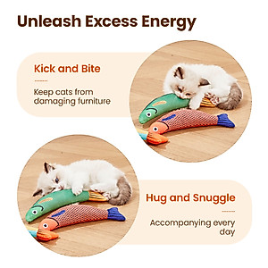 Potaroma Cat Toys Saury Fish, 3 Pack Catnip Crinkle Sound Toys Soft and Durable, Interactive Cat Kicker Toys for Indoor Kitten Exercise 9.4 Inches for All Breeds