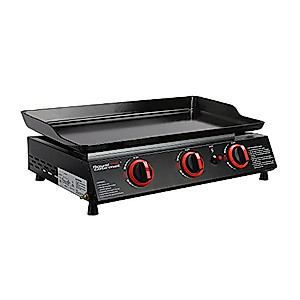 Royal Gourmet PD1303A 24-Inch 3-Burner Portable Tabletop Griddle, 24,000 BTU Propane Gas Grill Tabletop Usa for Patio, Deck, Backyard, Tailgating, Camping and Picnic, Black