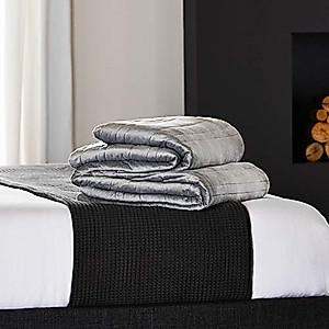 MALOUF Anchor Blanket Available in Three Weights and Two Sizes-Promotes Deep Sleep-Silky Soft Cover 48in x 72in, 48 in x 72 in | 20 lb, Ash