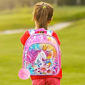 WZLVO Toddler Backpack for Girls, 12" Cute Unicorn Sequin Preschool Bookbag, Kindergarden School bag for little Kids