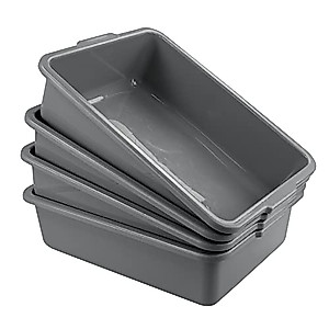Jandson 22 L Commercial Bus Tubs, 4 Pack Utility Bus Box, Grey, F