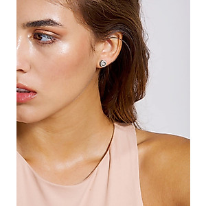 YL Round Halo Earrings Sterling Silver Dancing Diamond Solitaire Stud Earrings Cubic Zirconia Jewelry for Women