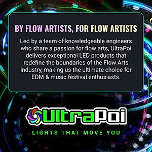 UltraPoi UltraKnob Handles Set (Pair (2)) - Rechargeable LED Poi Knob Handles for Poi Balls - Over 30 Rainbow Color Modes & Flashing Patterns - Silicone Knob Set for Poi, Flow Arts, & Light Spinning