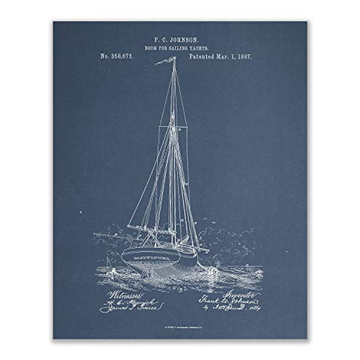 Sailboat Patent Wall Decor - Set of 6 (8x10) sailing art prints