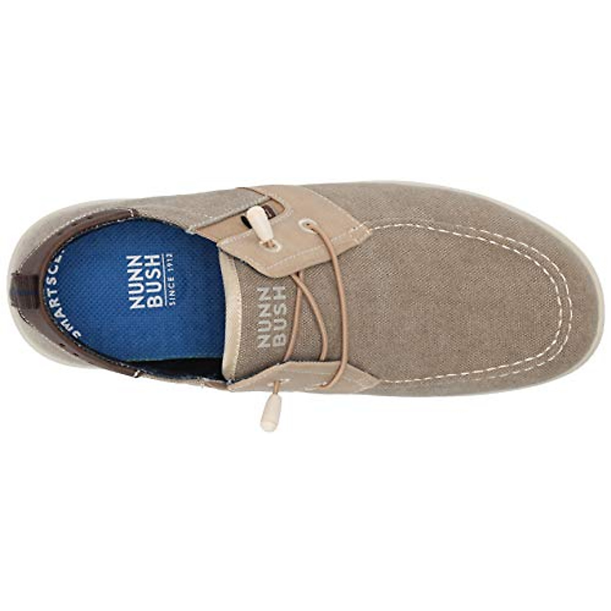 Nunn Bush Men's Brewski Moc Toe Slip-on Canvas Knit Loafer with Elastic Bungee, Stone, 11.5