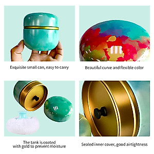 Topwon Body Powder Container with Powder Puff for Baby Women Talc Free Dusting Loose Powder Case Home Travel Powder Box (Green)