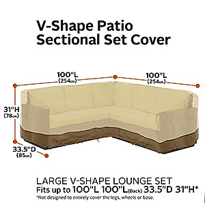 Classic Accessories 55-882-011501-RT Veranda Patio V-Shaped Sectional Sofa Cover, Large, Pebble/Bark/Earth, Patio Furniture Covers