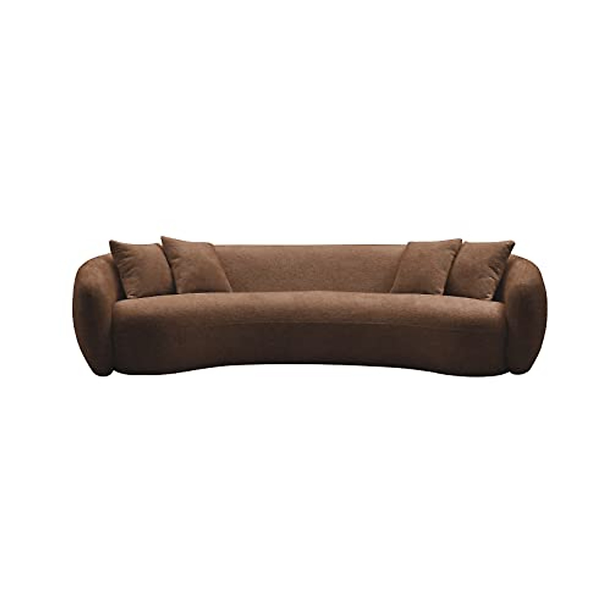 ERYE 102" 5 Seats Teddy Fleece Boucle Curved Sofa, Modern Half Moon Comfy Sectional Leisure Couch, Beautiful Freestanding Sofa&Couch for Living Room, Professionally Perfect Shape More Decorative