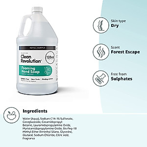 Clean Revolution Foaming Hand Soap Refill Supply Container, Ready to Use Formula, Forest Escape Fragrance, Gluten Free, 128 Fl. Oz