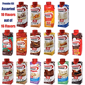 Premier Protein Shake Sampler Variety | 10 Pack Of Different Assorted Flavors | Ready To Drink High Protein Shakes | Liquid | 10 Of 17 Pictured Shakes | Niro Assortment (Includes NiroBeverage Sleeve)
