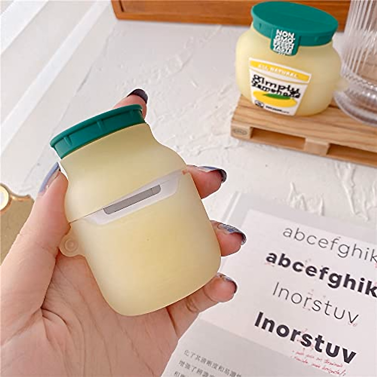 XUYIQIANG,Cute Air pod Case,Lemonade Cool 3D Cartoon Funny Protection Case Covering The Skin, with Keychain for Air pod 1&2 (Simply Lemonade)