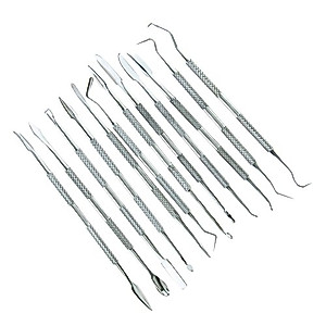 SE 12-Piece Stainless Steel Wax Carvers Set, Wax & Clay Sculpting Tools, Double Ended Carving Kit for Modeling, Sculpting and Shaping, Silver - DD312