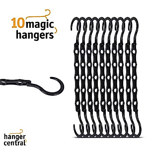 Hanger Central 10 Pcs Space Saving Hangers for Clothes - Multi-Hangers, Space Saver Hangers for Closet Organizing, Hangs 10 Clothes Horizontally and 5 Clothes Vertically