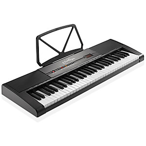 Ashthorpe 61-Key Digital Electronic Keyboard Piano, Portable Beginner Kit with Headphones, Mic and Keynote Stickers