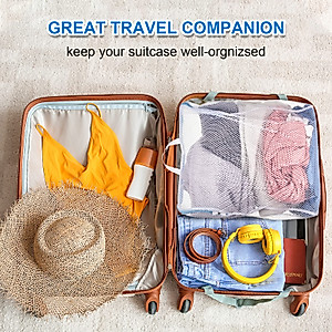 Fabbay 5 Pack Honeycomb Mesh Laundry Bag with Handle Wash Bag for Socks Washing Machine Large Opening Side Widening Zippered Mesh Sock Bag Lingerie Bag for Bra Items Travel Garment, 3 Sizes(Blue)