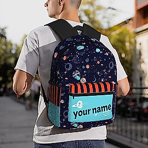 J&SBGFT Custom Backpack for Boys Girls,Personalized Toddler Backpack with Name,Customization Space Print Kid School Backpack Cute Bookbag 15in