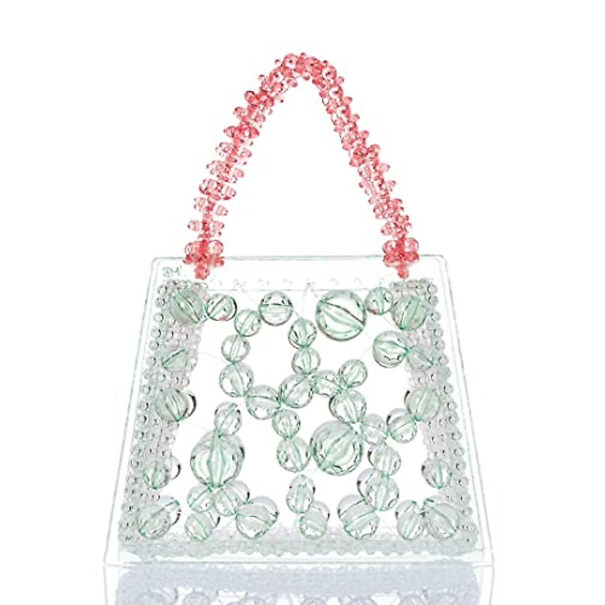 Milanblocks LLC Women Cute Crystal Acrylic Mint Spider Woven Round Beaded Clutch Bag Wedding Purse Bridal Prom Handbag Party Bag