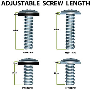 USX MOUNT TV Mounting bolts-M8x 45mm and M8 x 25mm (4PCS) TV Mounting Screws Compatible for Samsung TV with 2.5mm Spacers & 8.5mm Washer