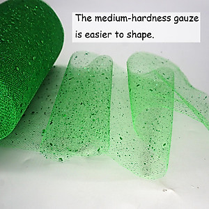 Glitter Tulle Fabric Rolls 6 Inch 50 Yards (150FT) Sequin Sparkling Ribbon Spool Netting for Wedding, Tutu Skirt, Gift Wrapping, Party Decoration (Emerald Green)