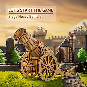 ROBOTIME 3D Wooden Puzzles for Adults, Cannon Toy Wooden Catapult Model for Adults to Build, STEM Projects Educational Toy for Kids