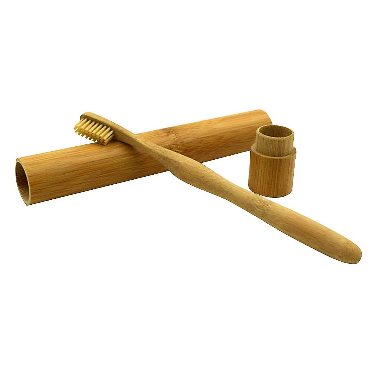 heaven2017 Bamboo Toothbrush Tube Case Holder Travel Camping Bathroom Accessory