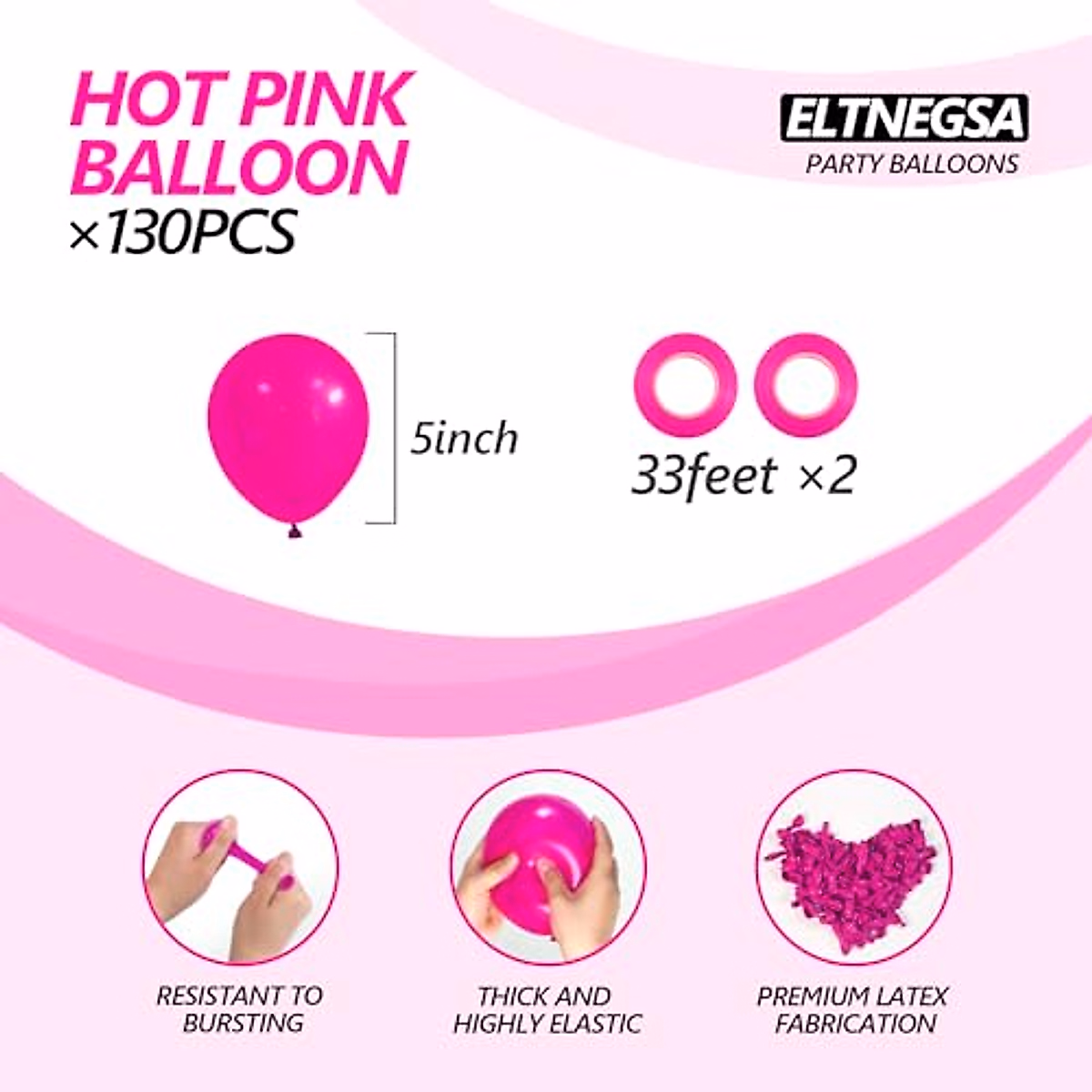 132pcs 5inch Hot Pink Balloons, Small Latex Balloons for Birthday Party Baby Shower Wedding Bride Decorations