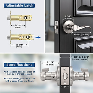 Knobonly 5 Pack Passage Wave Style Handles Hall or Closet Door Levers Brushed Nickel Finish Stainless Steel Handleset