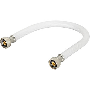 Eastman 30 Inch x 1/2 Inch FIP Flexible Faucet Connector, PVC Supply Hose Line with Nickel-Plated Brass Nuts, White, 48910