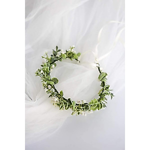 Uongeod HJYHYN Flower Crown Boho Flower Wreath Artificial Floral Crown Bridal Headpiece Greenery Crown for Wedding Ceremony Party Festival