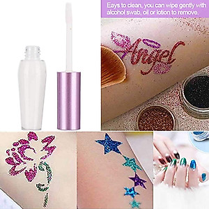 Body Glitter Glue, Adhesive Cosmetic Temporary Tattoo Glitter Powder Glue Body Painting Face Eyebrows Hair Nails Tattoo Gel Beauty Tool for Festival Carnival Concert Party Beauty Rave Accessories 7ml