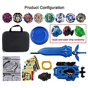 PWTAO Bey Battling Top Burst Blade Gyro Toy Battle Set 8 Spinning Top Burst Gyros 2 Launchers Combat Battling Game with Portable Storage Box Gift for Kids Children Boys Ages 6+