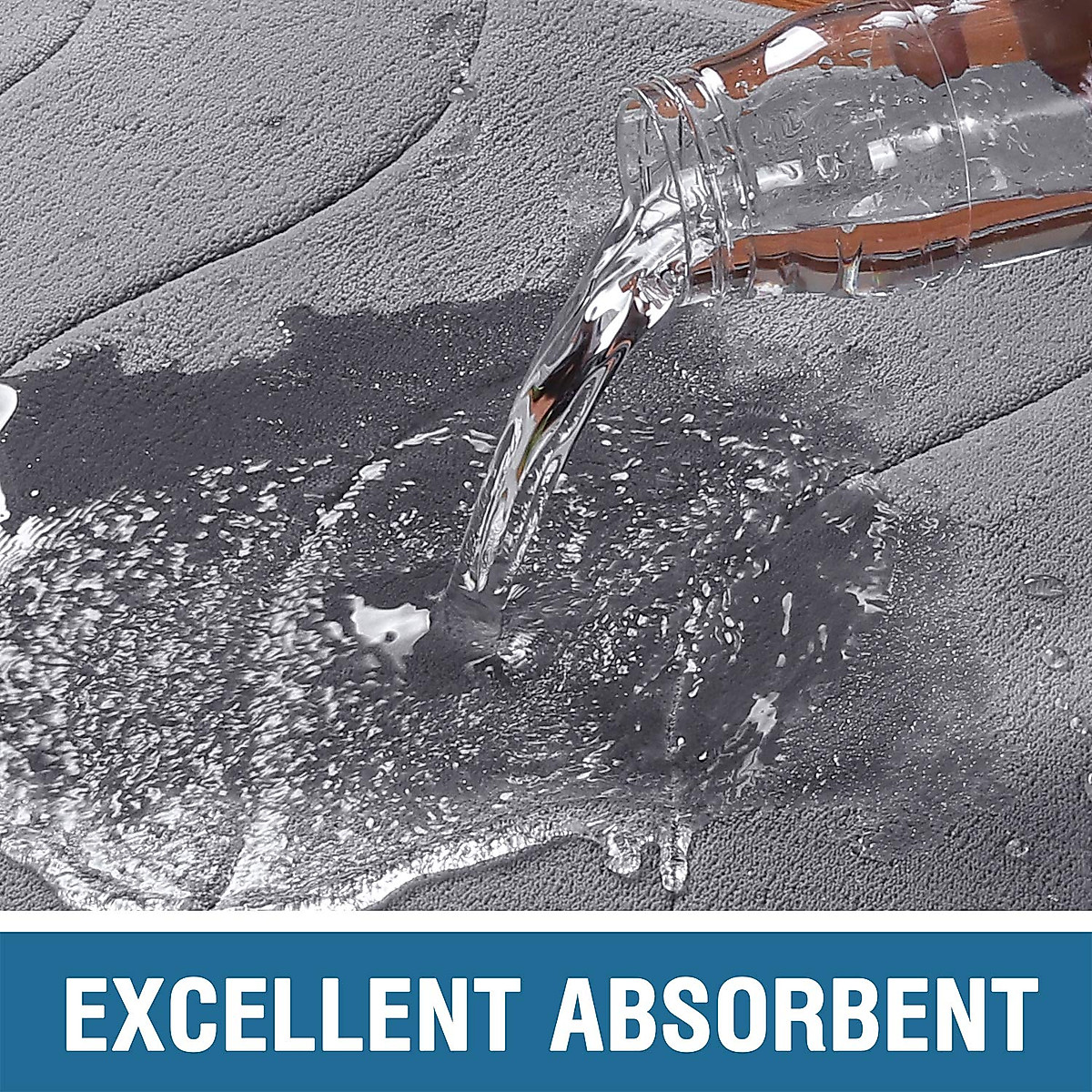 Flamingo P Memory Foam Bath Mat Rug for Bathroom Floor Non Slip Shower Rugs, 20x32,Grey