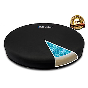 SOJOY Swivel Gel Seat Cushion for Elderly 360 Degree Rotation Seat Cushion with Memory Foam for Wheelchair,Car Seat, Office,Home