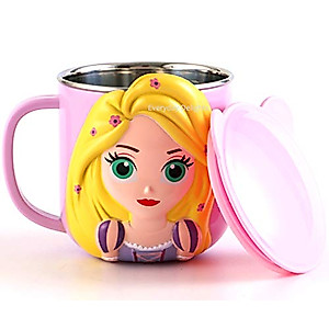 Everyday Delights 3D Princess Rapunzel Pink Durable Stainless Steel Insulated Cup with Lid, 250ml