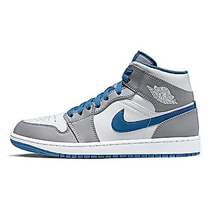 Nike mens Air Jordan 1 Mid Shoes, Cement Grey/White-true Blue, 9