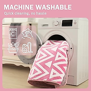 Unirea Geometric Shag Area Rugs, Pink Rugs for Bedroom Girls, 3x5 Feet Machine Washable Small Rug Memory Foam Fluffy Carpet for Kids Living Room Dorm Nursery Bedside Play Mat Accent Home Decor