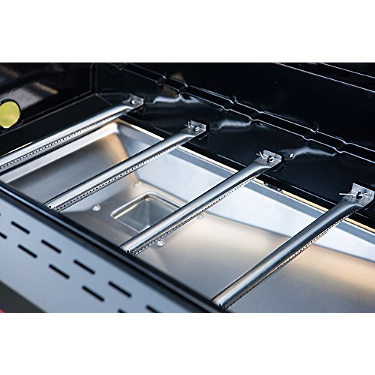 Megamaster 720-0982 5 Burner Propane Barbecue Gas Grill, Side Shelves with Hooks, for Outdoor Cooking, Patio, Garden Barbecue Grill, 50000 BTUs, Open Chart, Black